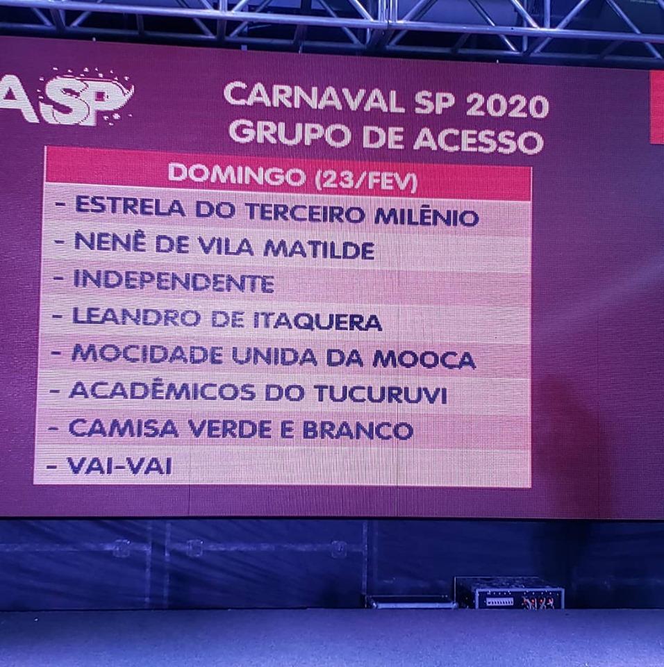 Sorteio define que a Mocidade Unida da Mooca será a 5ª Escola a ...